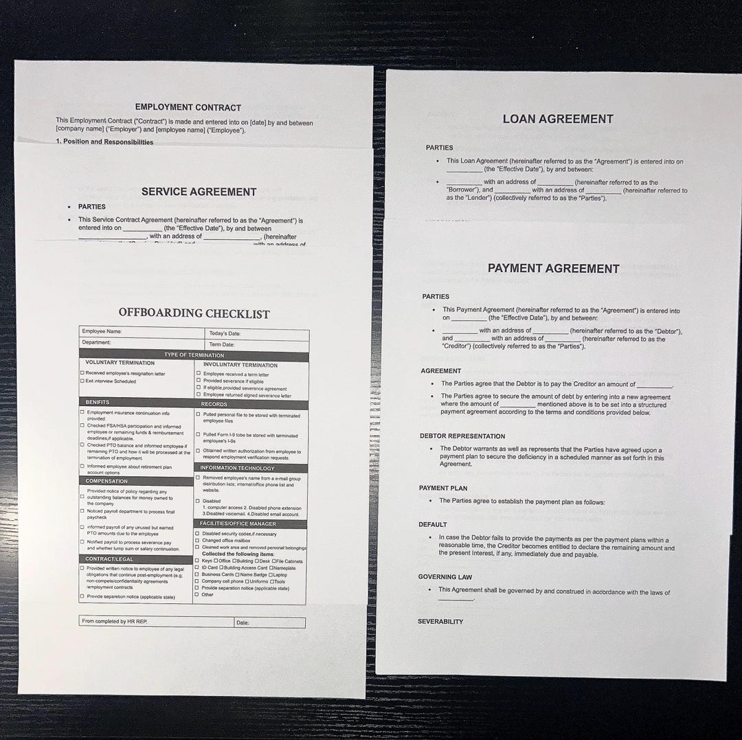 Employment Contract, Offboarding Checklist, Service Agreement, Loan ...