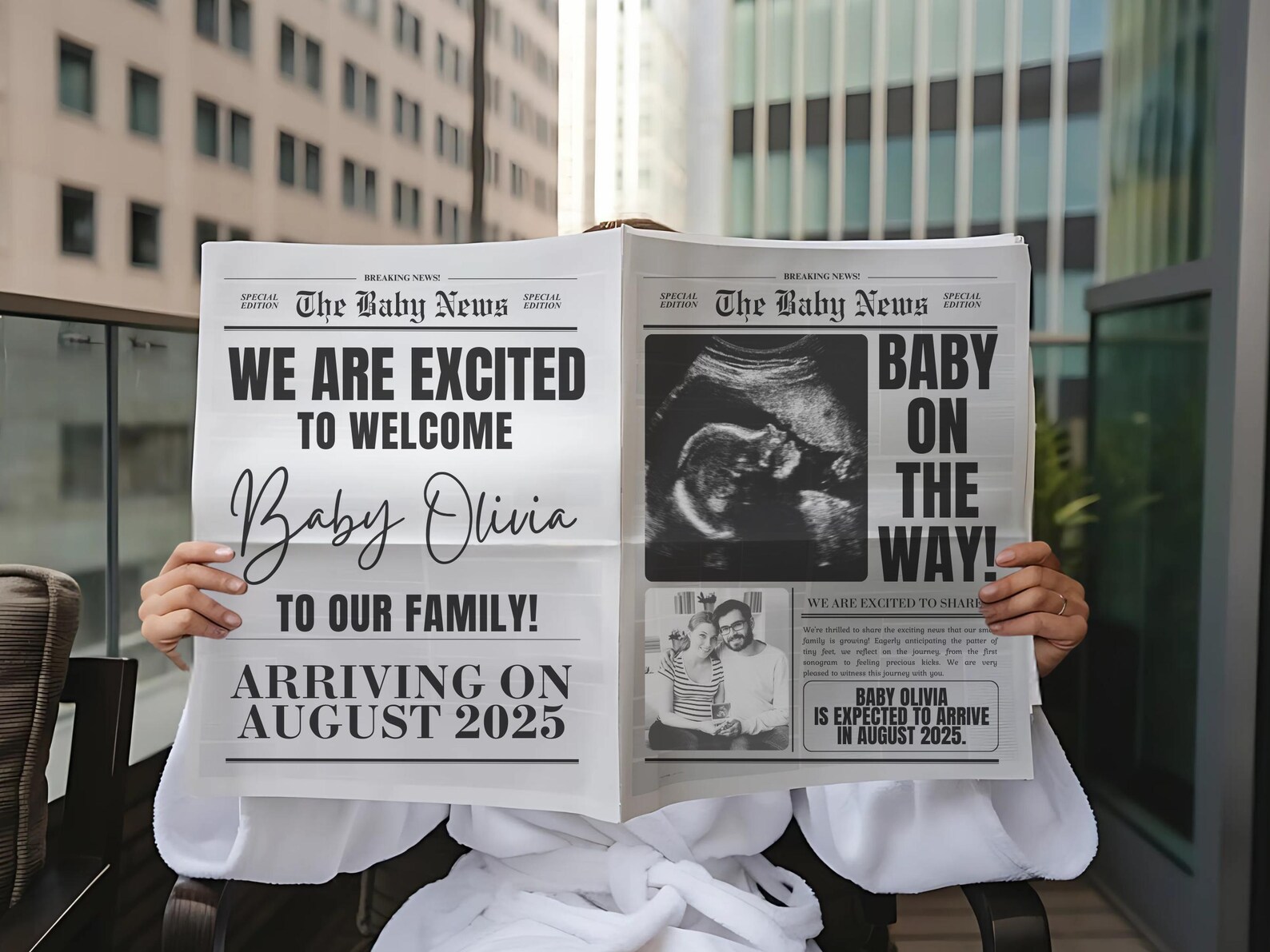 Newspaper Pregnancy Announcement Canva Template Newspaper Baby Reveal ...