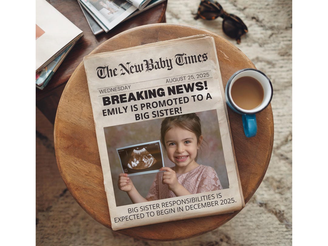 Big Sister Reveal Big Sister Pregnancy Announcement Template Newspaper ...