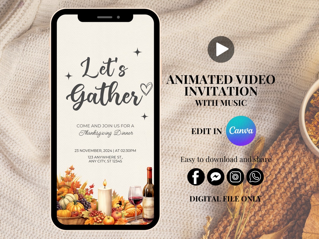 Thanksgiving Animation Invitation Animated Thanksgiving Dinner Video ...