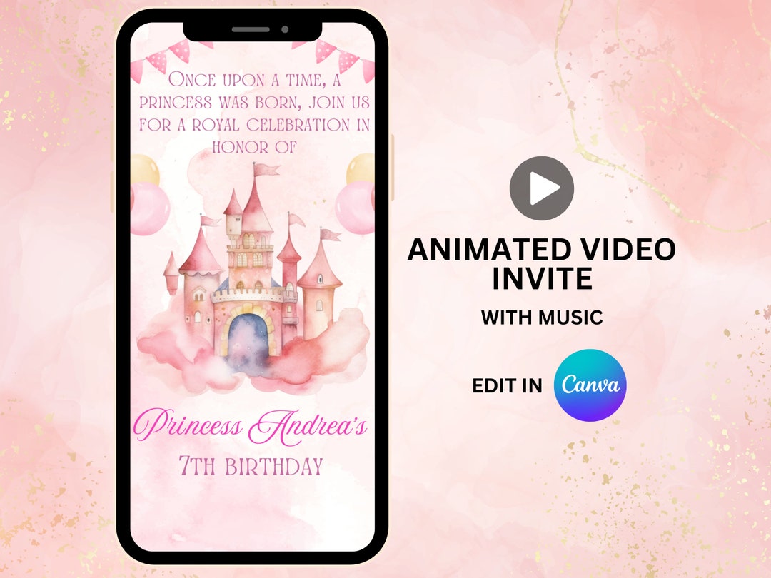 Princess Birthday Animation Invitation Template Animated Video Invite Fairytale Birthday Party ...