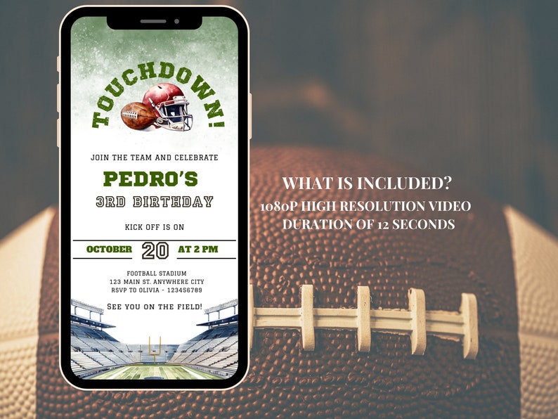 Football Birthday Animation Invitation Template Animated Football ...