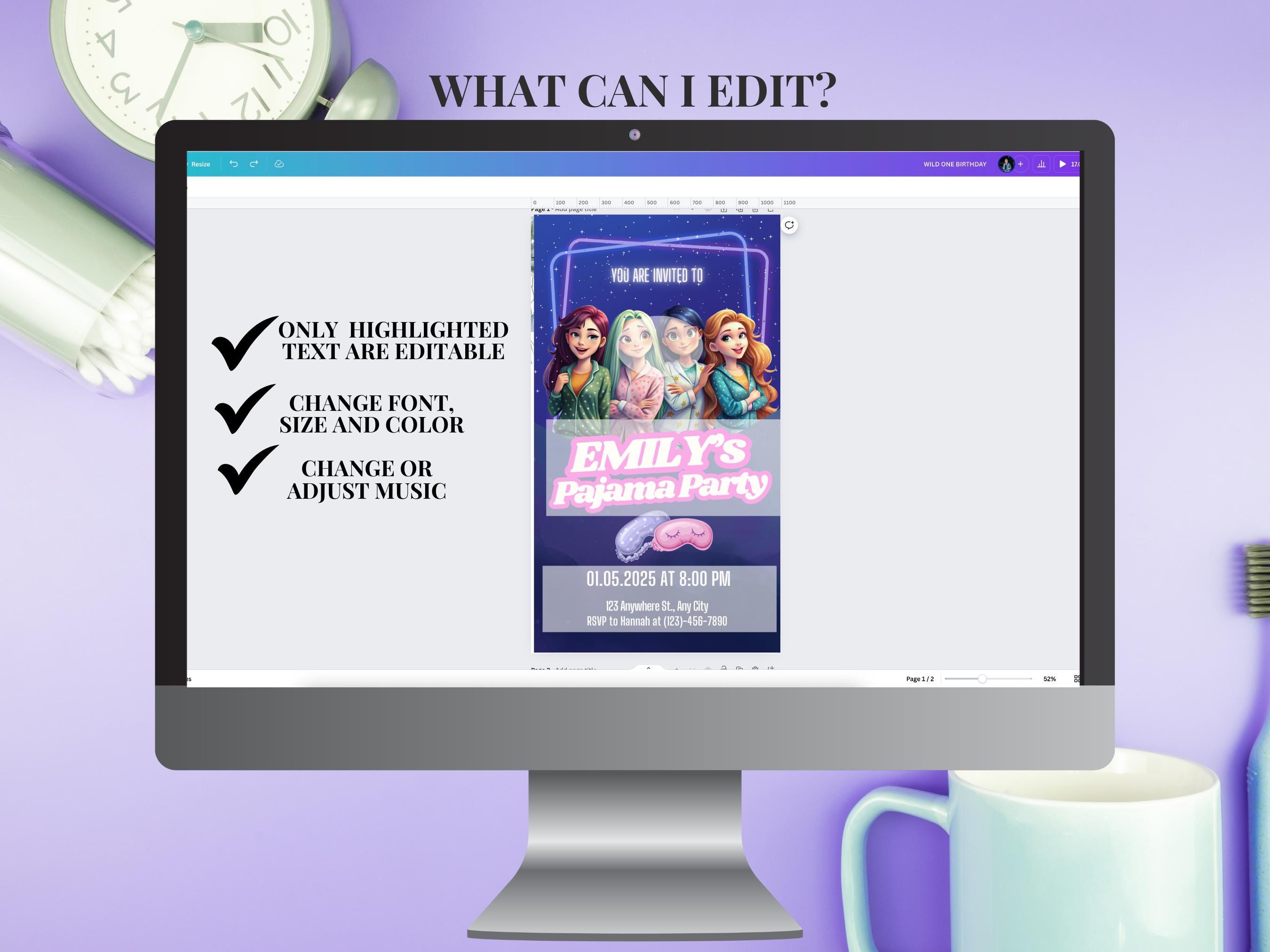 Editable Pajama Party Animated Invitation Slumber Party Video ...