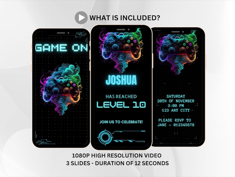 Editable Video Game Party Invitation Template Animated Video Game ...