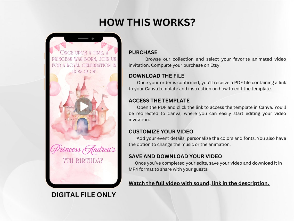 Princess Birthday Animation Invitation Template Animated Video Invite ...