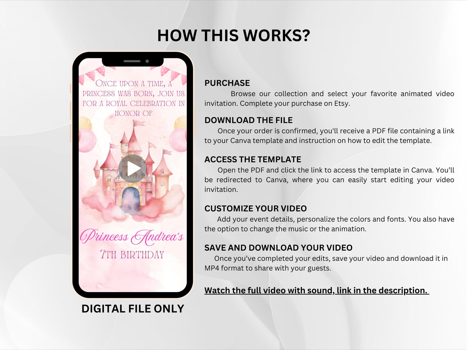 Princess Birthday Animation Invitation Template Animated Video Invite ...