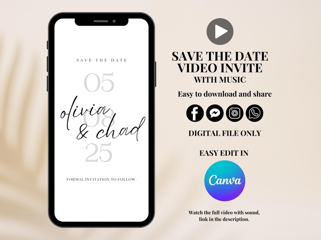 Minimalist Save the Date Video Template Save the Date Animated ...