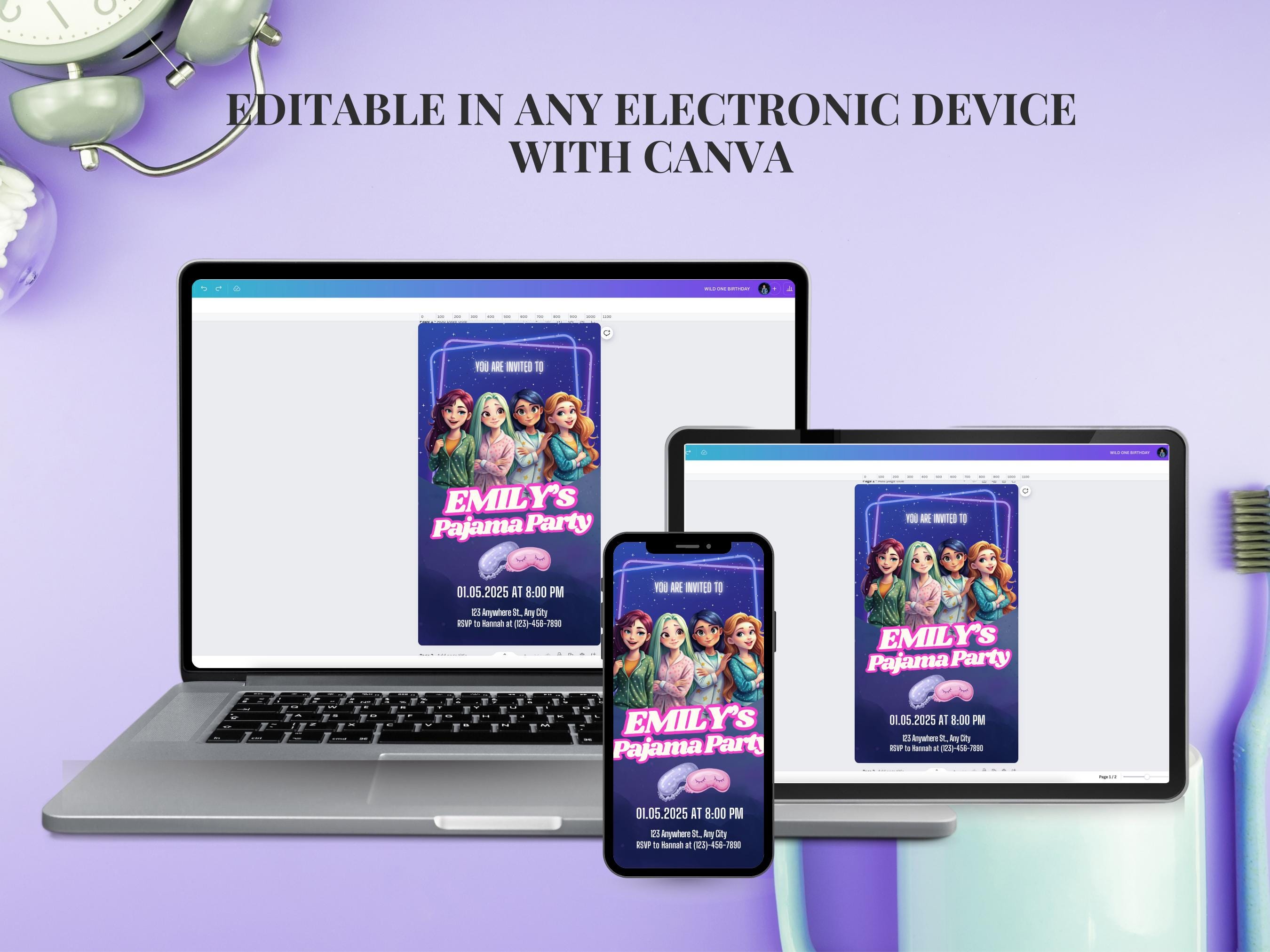 Editable Pajama Party Animated Invitation Slumber Party Video ...