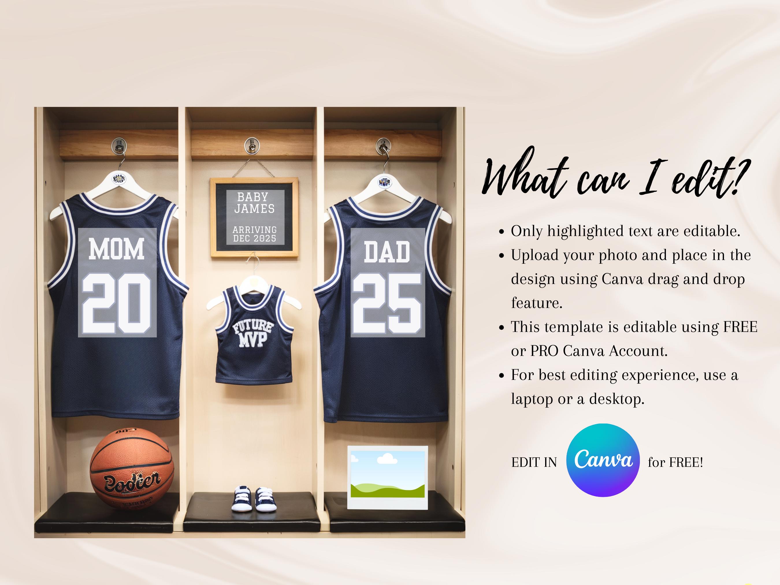 Basketball Pregnancy Announcement Digital Baby Announcement Editable ...