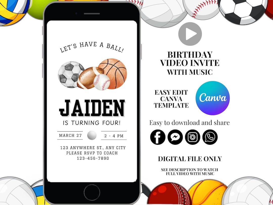 Ball Birthday Invitation Animated Invite Born Two Ball Birthday Video ...