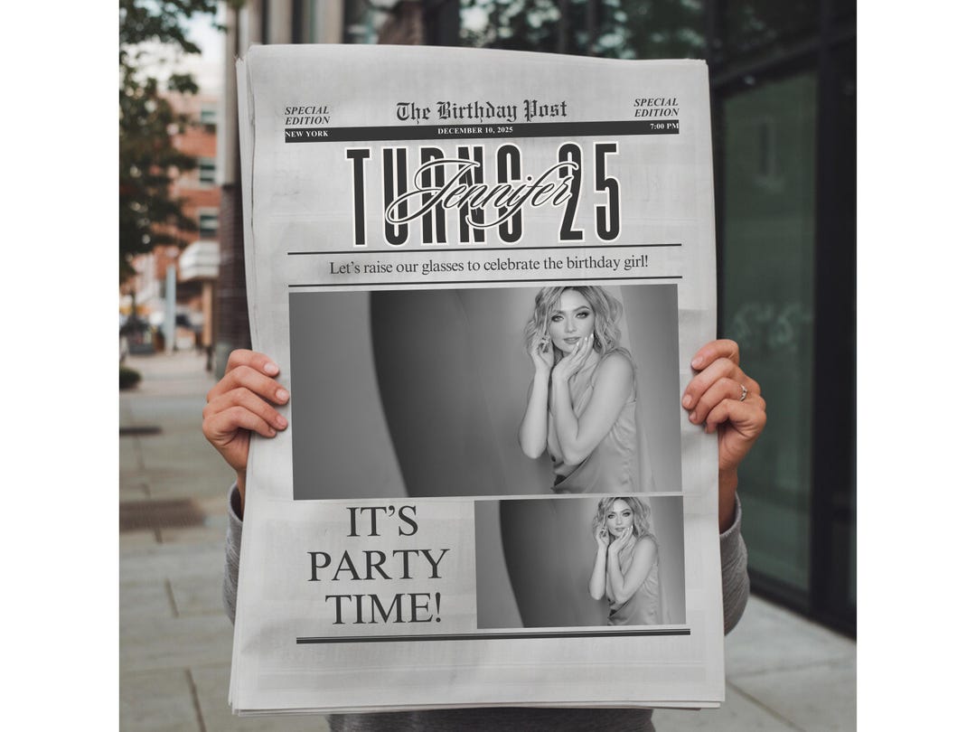 Editable Birthday Newspaper Template Canva Newspaper Birthday ...
