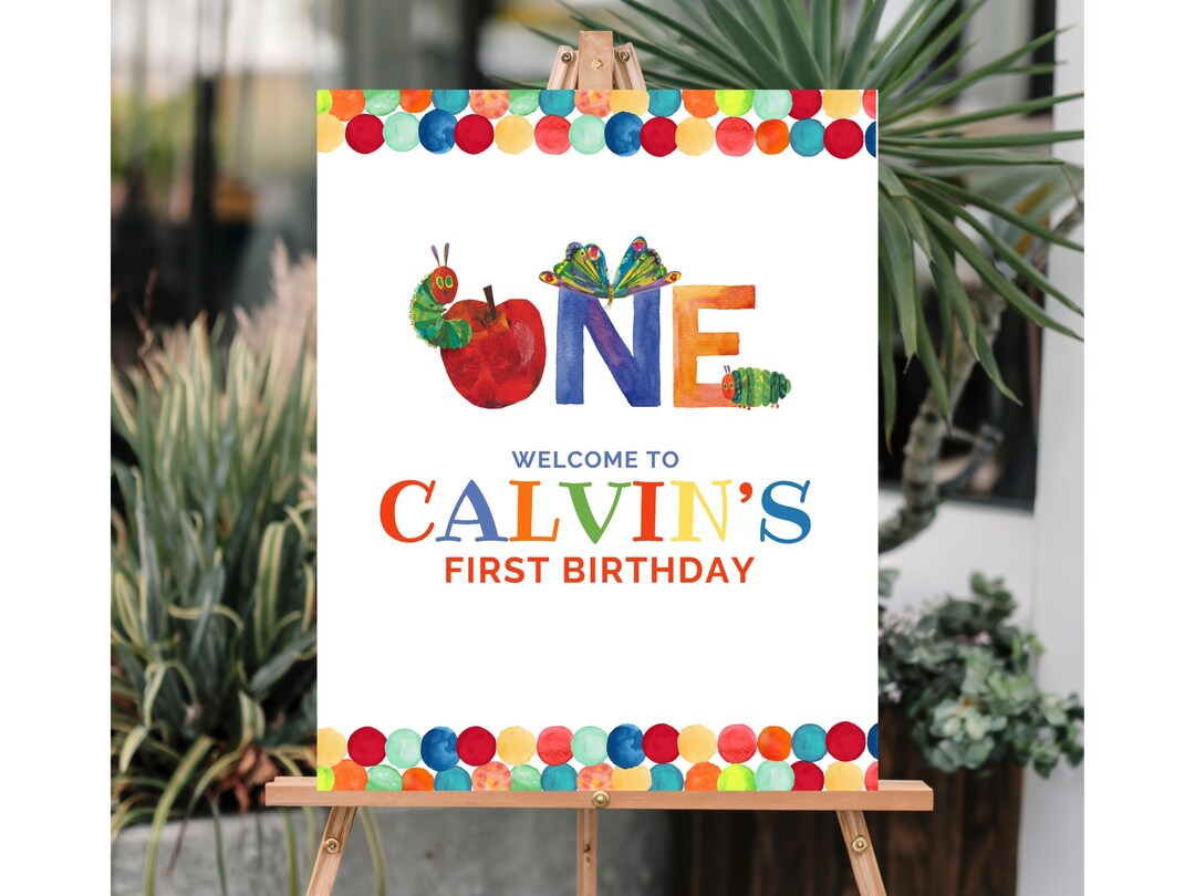 Very Hungry Caterpillar Birthday Welcome Sign Editable Caterpillar ...