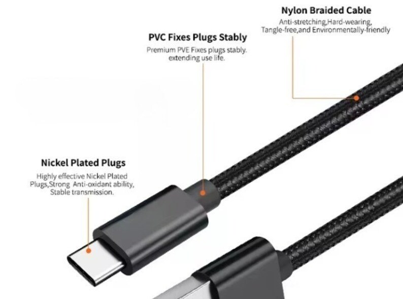 USB C Cable, 3A Type-c Braided USB A to USB C Fast Charging for Phones ...