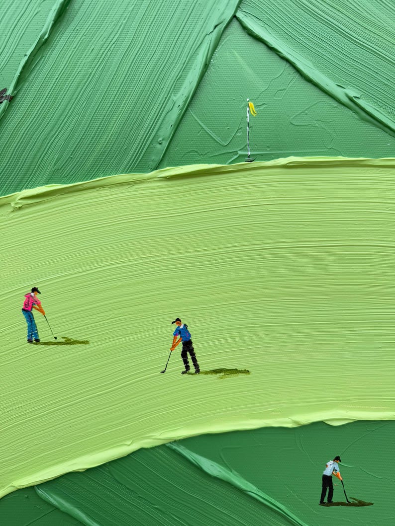 Large Green Abstract Painting Green Golf Canvas Wall Art Green Textured ...