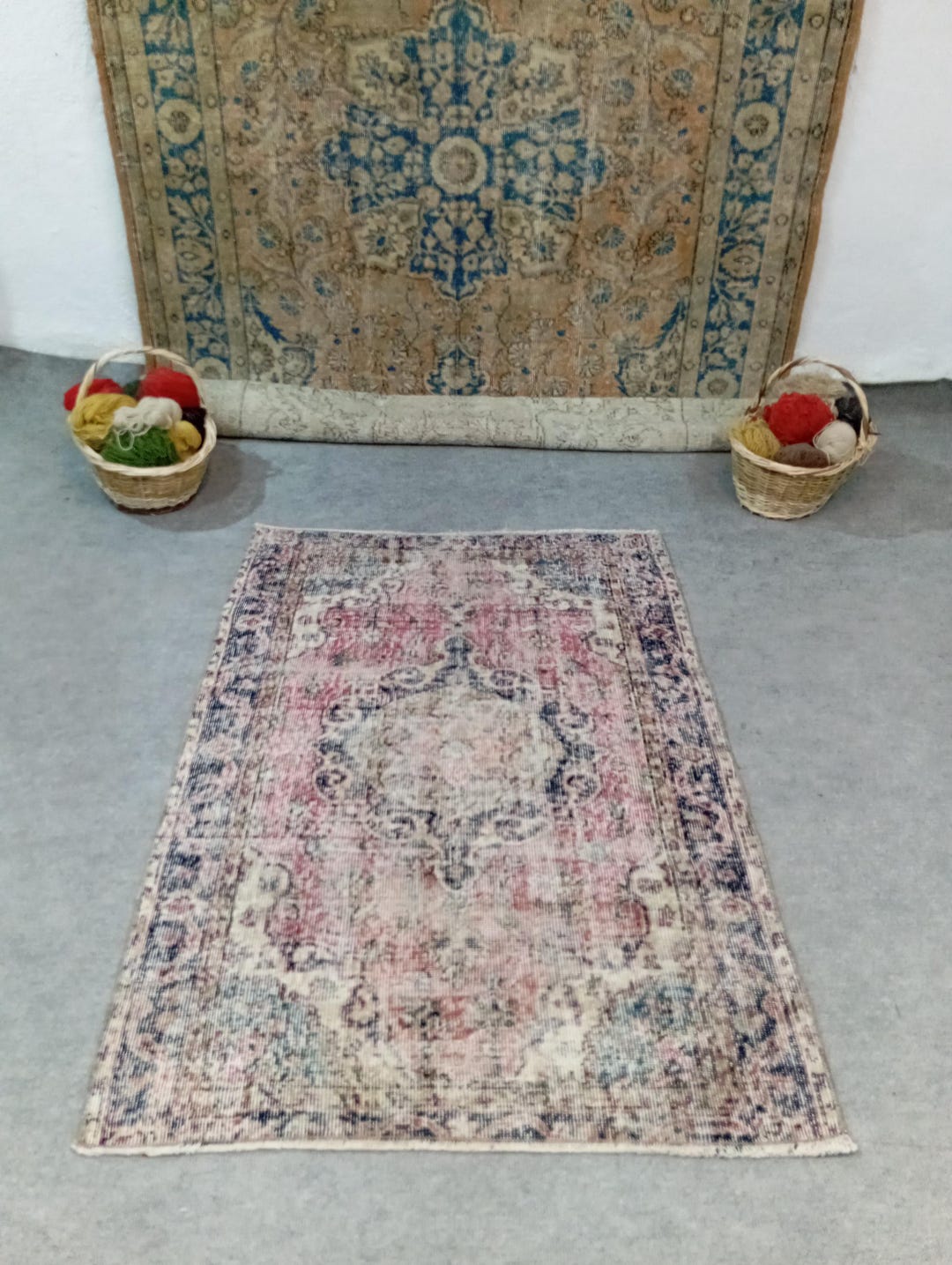 Vintage West Persian Rug 2.11x4.5 Ft, Blue Kurdish Carpet - Etsy