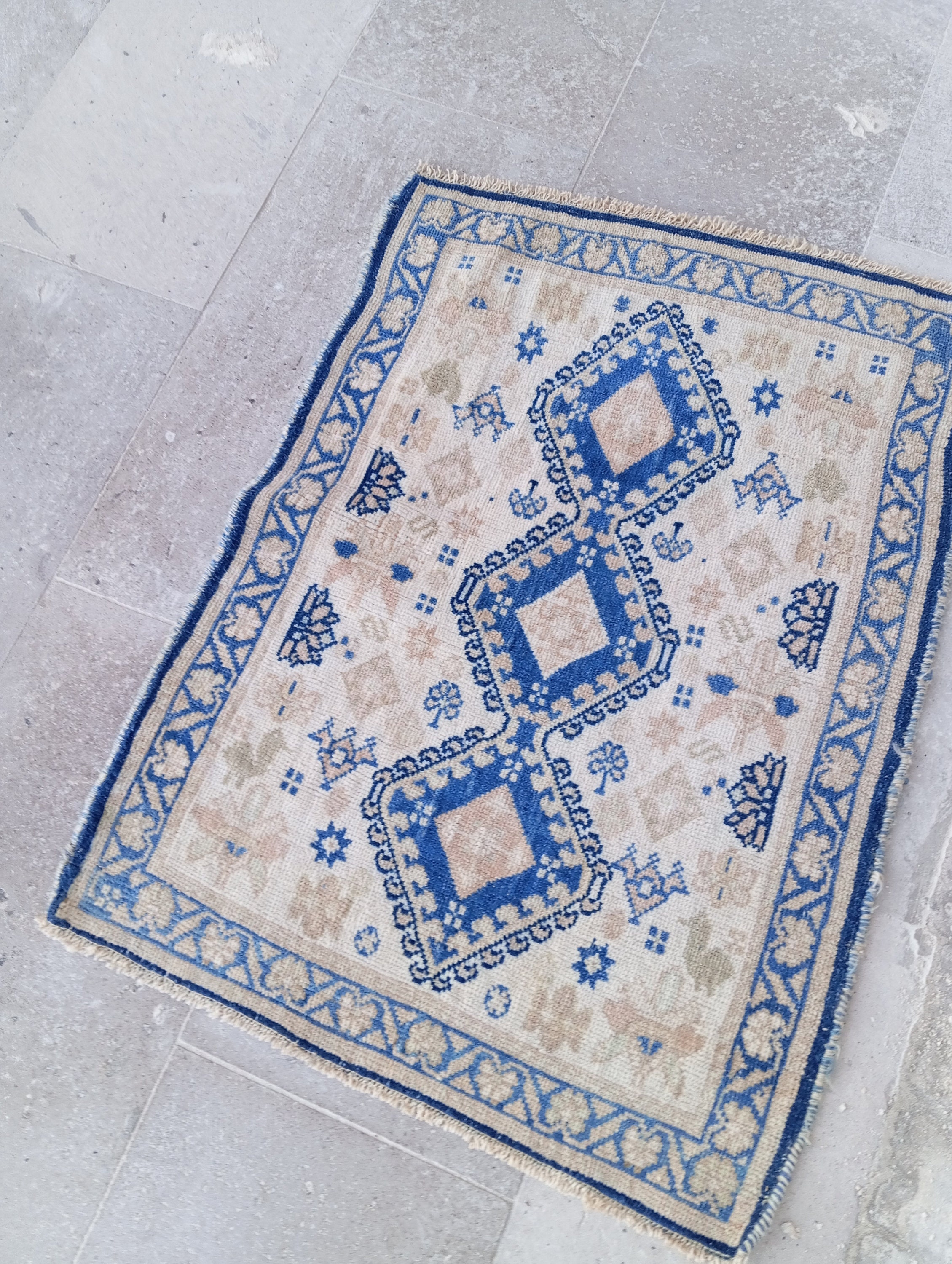 2x3 Blue White Brown Small Persian Rug 2x3, Short Runner Rug 2x3 ...