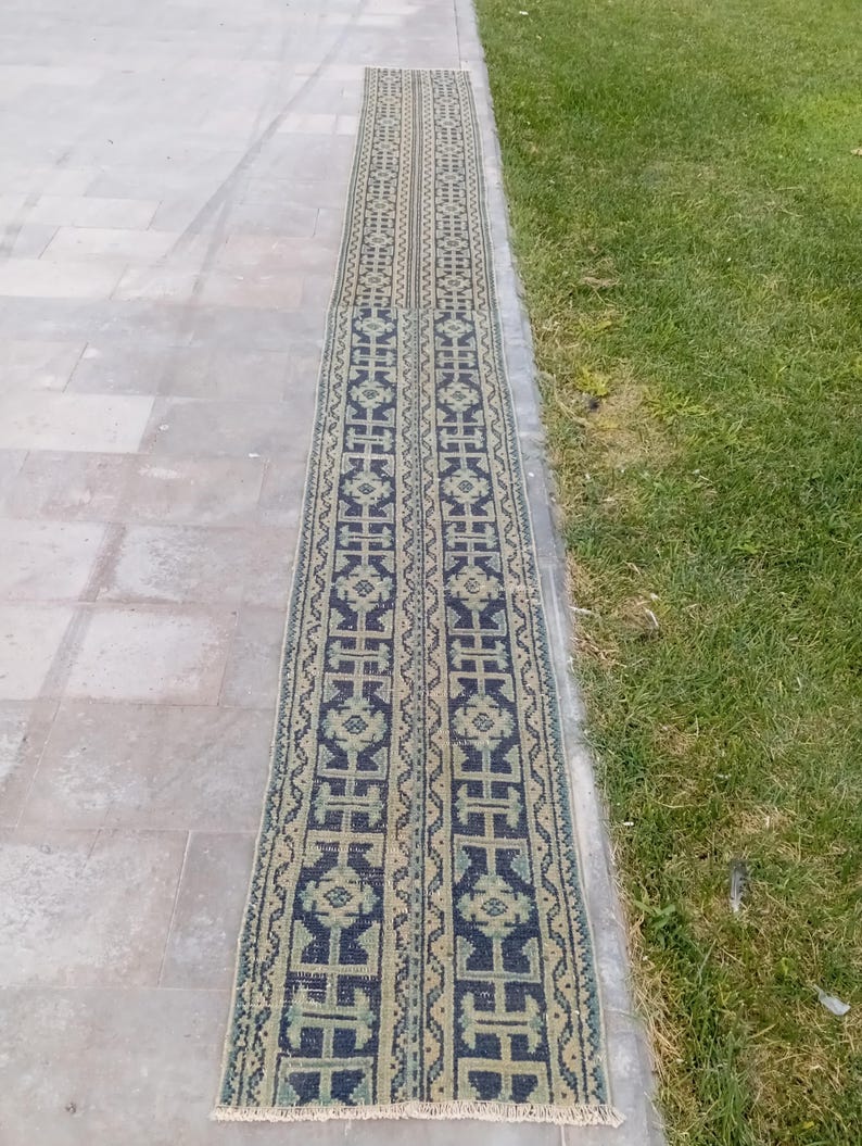 Antique Navy Persian Runner Rug: 1.11x17 Ft. Extra Long Hallway Rug - Etsy