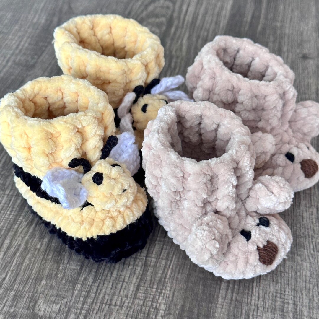 Adorable Set Bear&bee Baby Booties - DIY Crochet Pattern - Etsy
