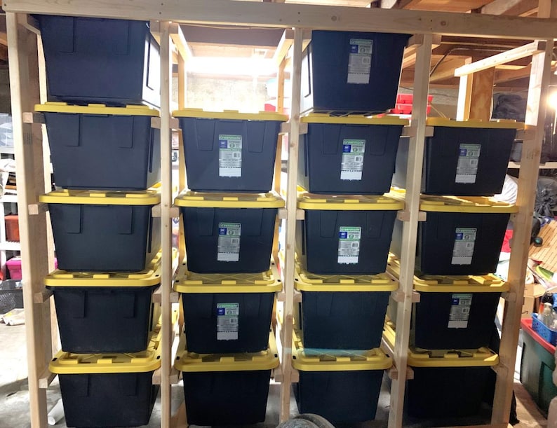 Rolling Tote Storage Rack Plans, DIY Mobile Bin Shelf Plan, Garage ...