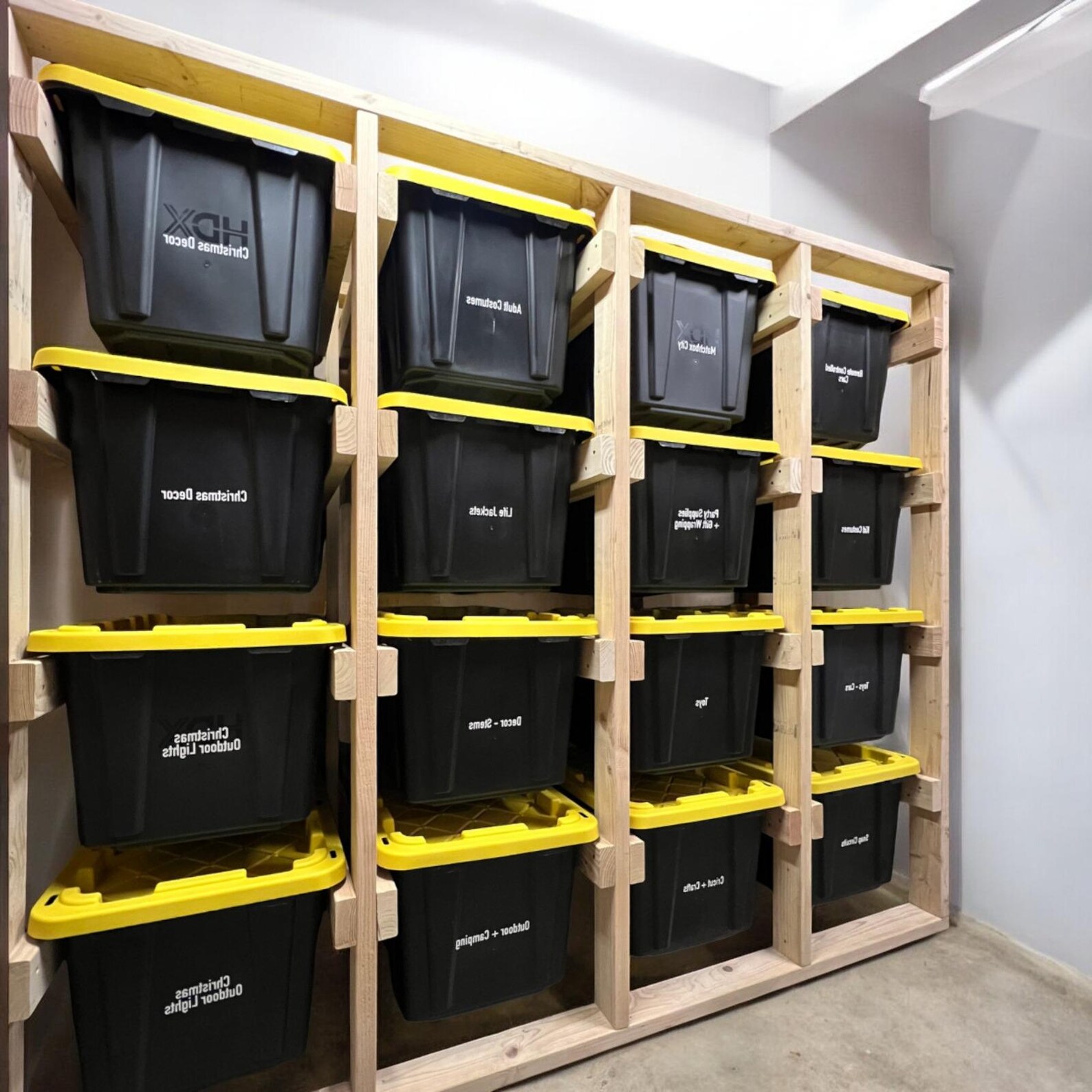 27 Gallon Storage Rack Plans, Tote Shelf Design, Tote Box Wall Rack ...