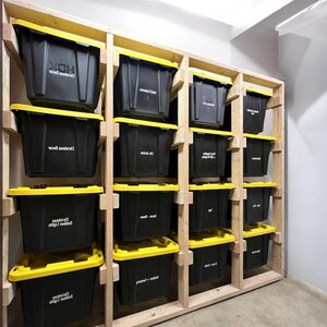 27 Gallon Storage Rack Plans, Tote Shelf Design, Tote Box Wall Rack ...
