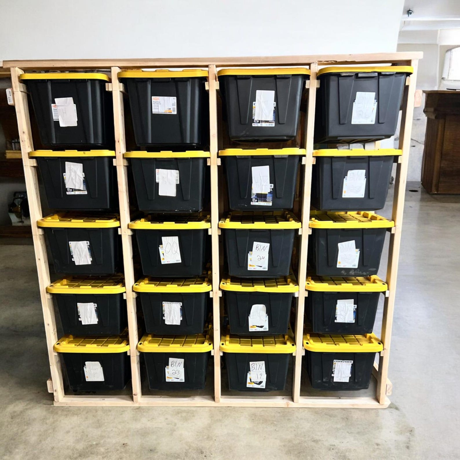 Tote Rack Plans, Bin Storage Rack, 27 Gallon Tote Storage Plans, Garage ...