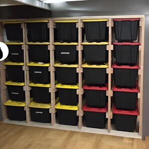 Tote Rack Plans, Bin Storage Rack, 27 Gallon Tote Storage Plans, Garage ...