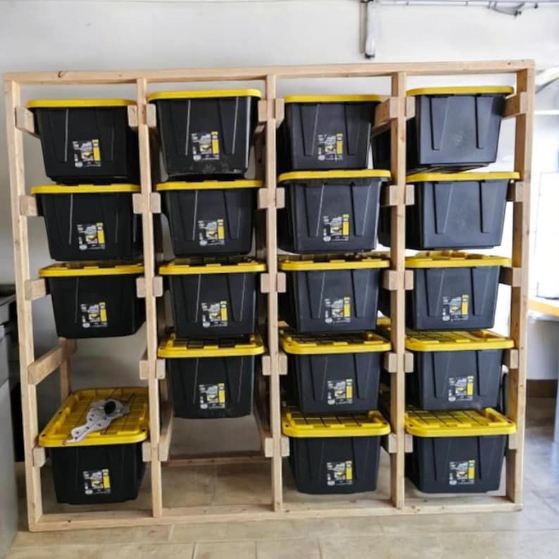 Rolling Tote Storage Rack Plans, DIY Mobile Bin Shelf Plan, Garage ...