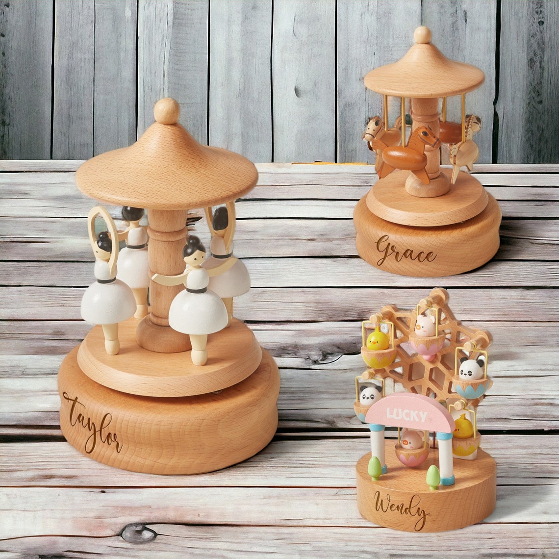 Personalized Wooden Music Box, Engraved Name Music Box, Baptism ...