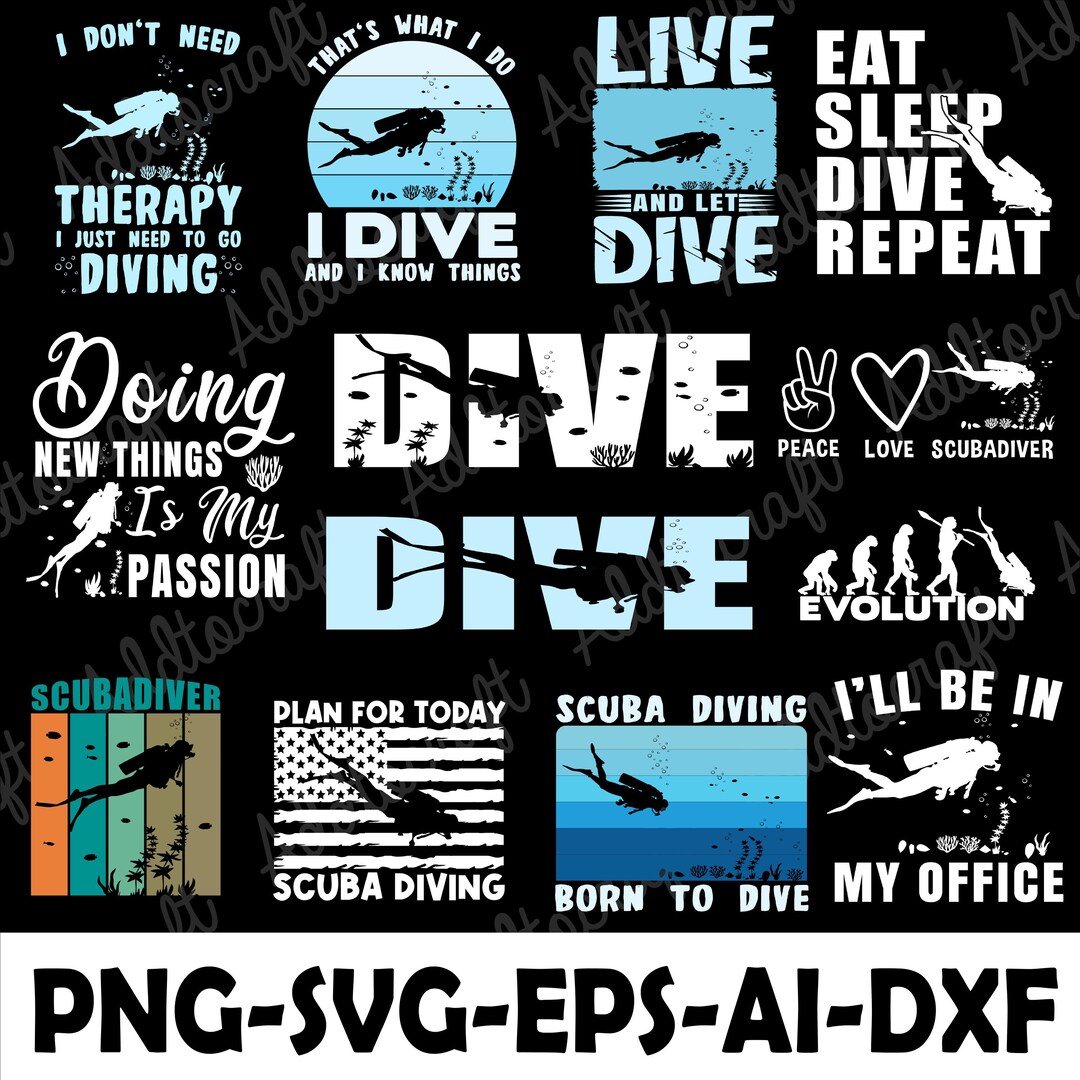 Scuba Diving SVG Bundle, Swimming Svg, Diving Silhouette, Scuba Diving ...