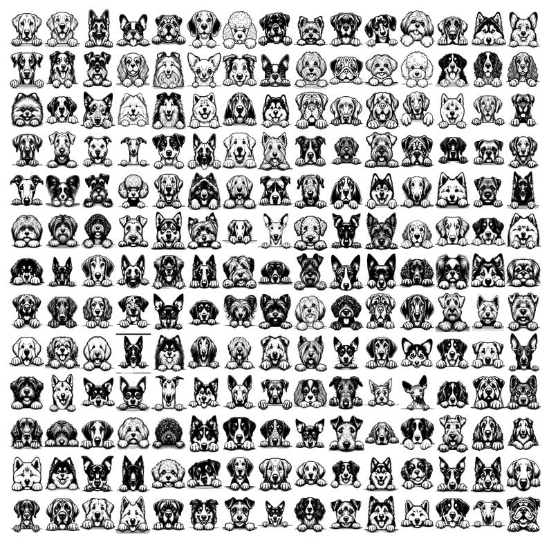 Peeking Dog Breeds SVG PNG Bundle: 200 Cut Files (digital Download ...