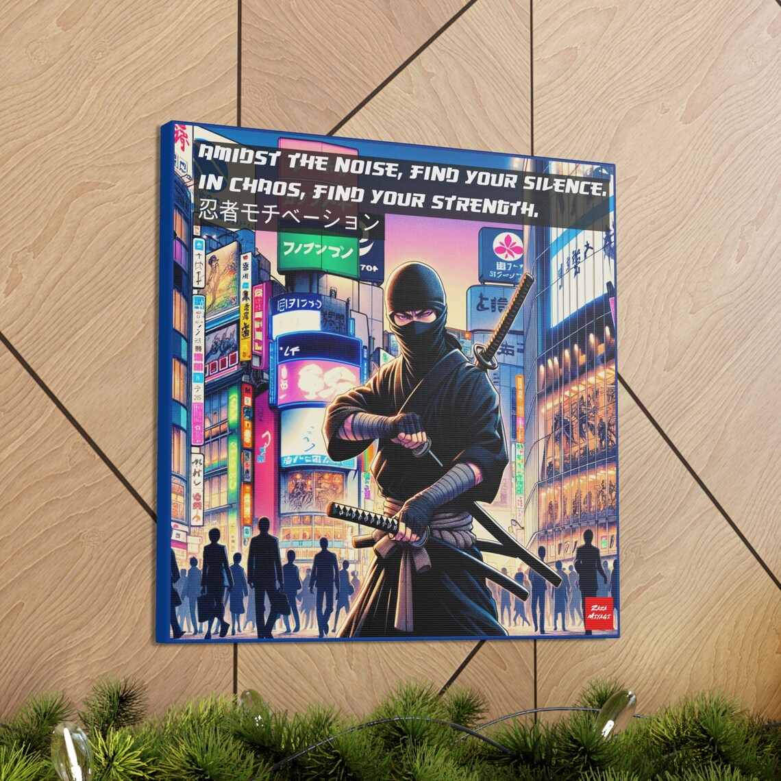 Ninja Stealth Poster Cityscape Samurai Art With Serenity & Power Quotes ...