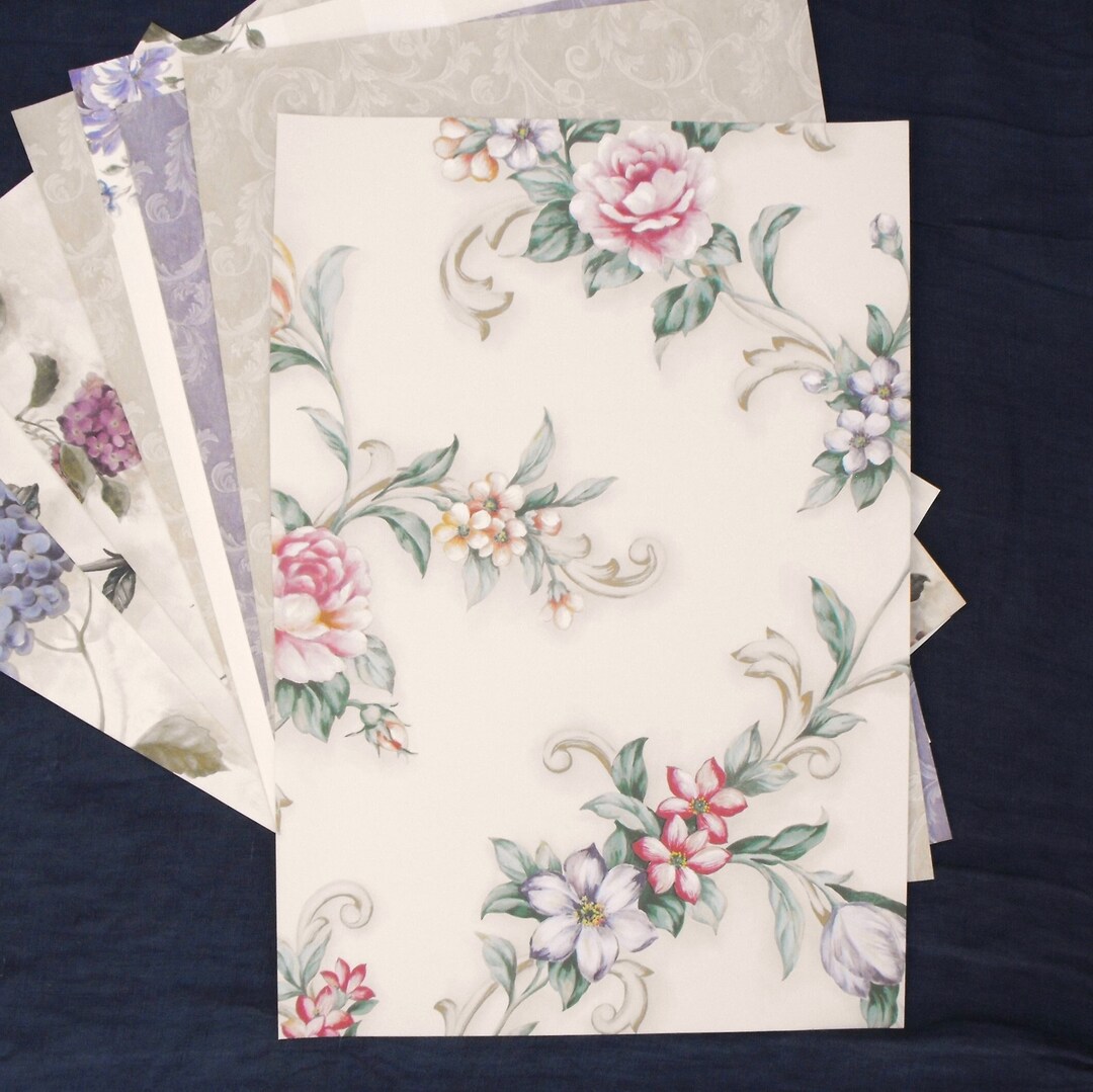 Eight 11.25"x17" Wallpaper Pieces for Craft Projects Decoupage Collage ...