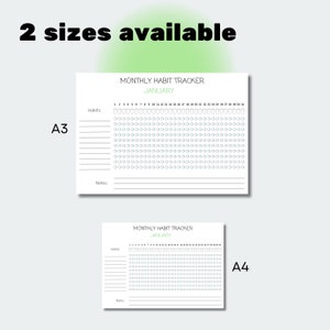 Monthly Habit Tracker, Printable Habit Tracker, Goal Setting, Daily ...