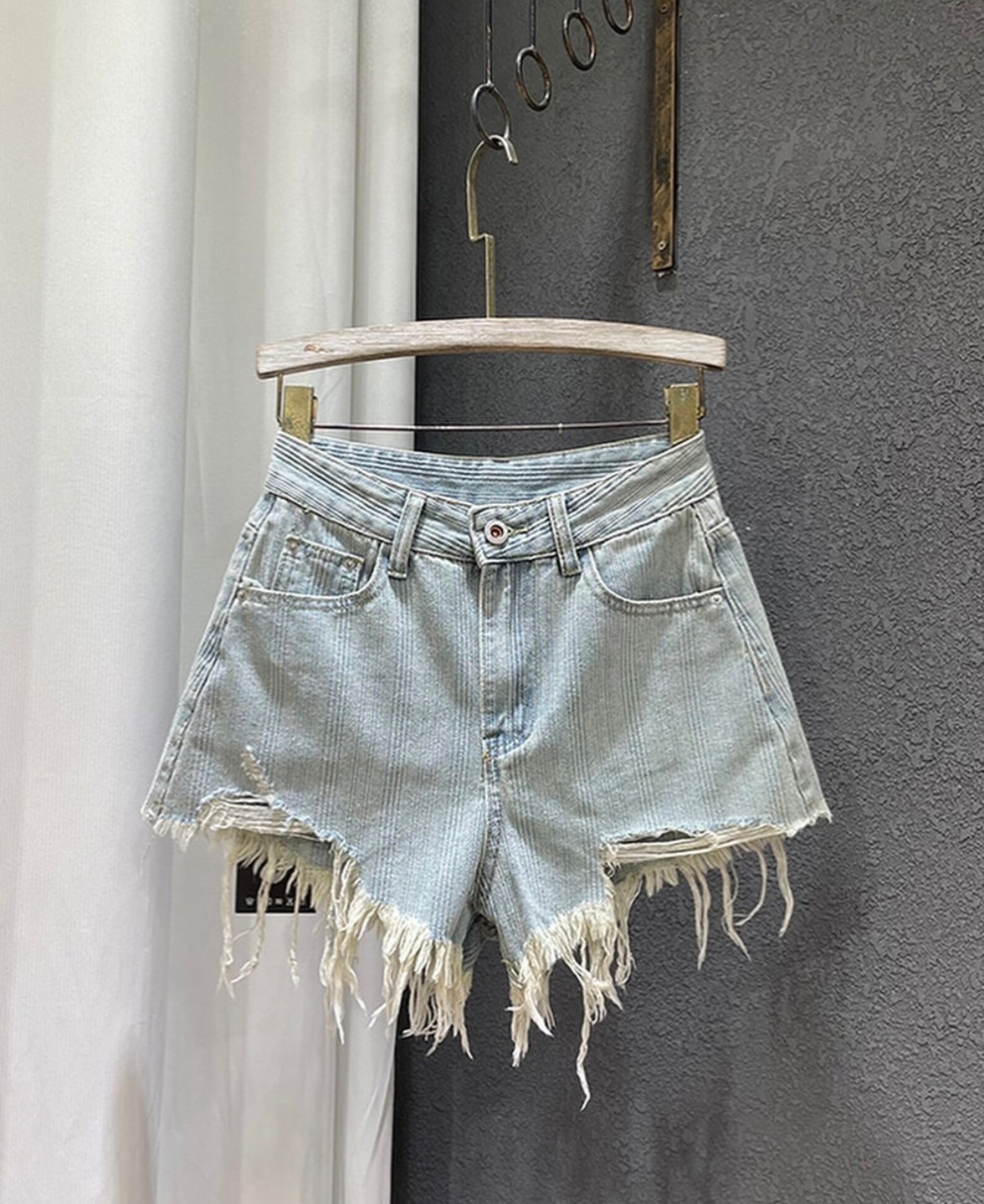 Distressed Denim Two-piece Set: Summer Top and Shorts - Etsy