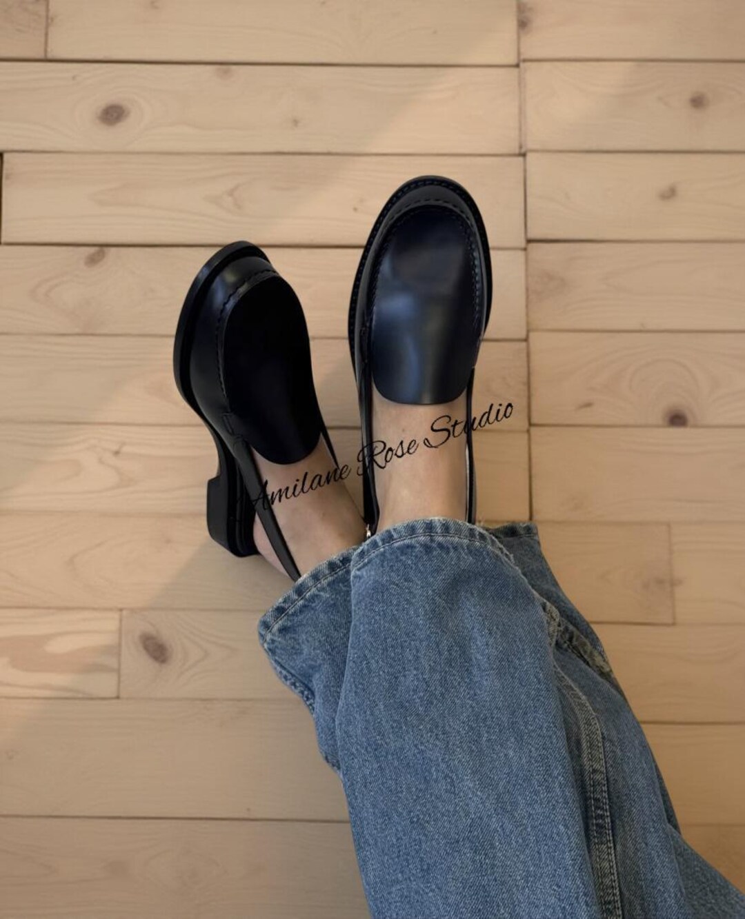 Genuine Leather Loafers, Leather Open Back Loafers for Women, Trendy ...