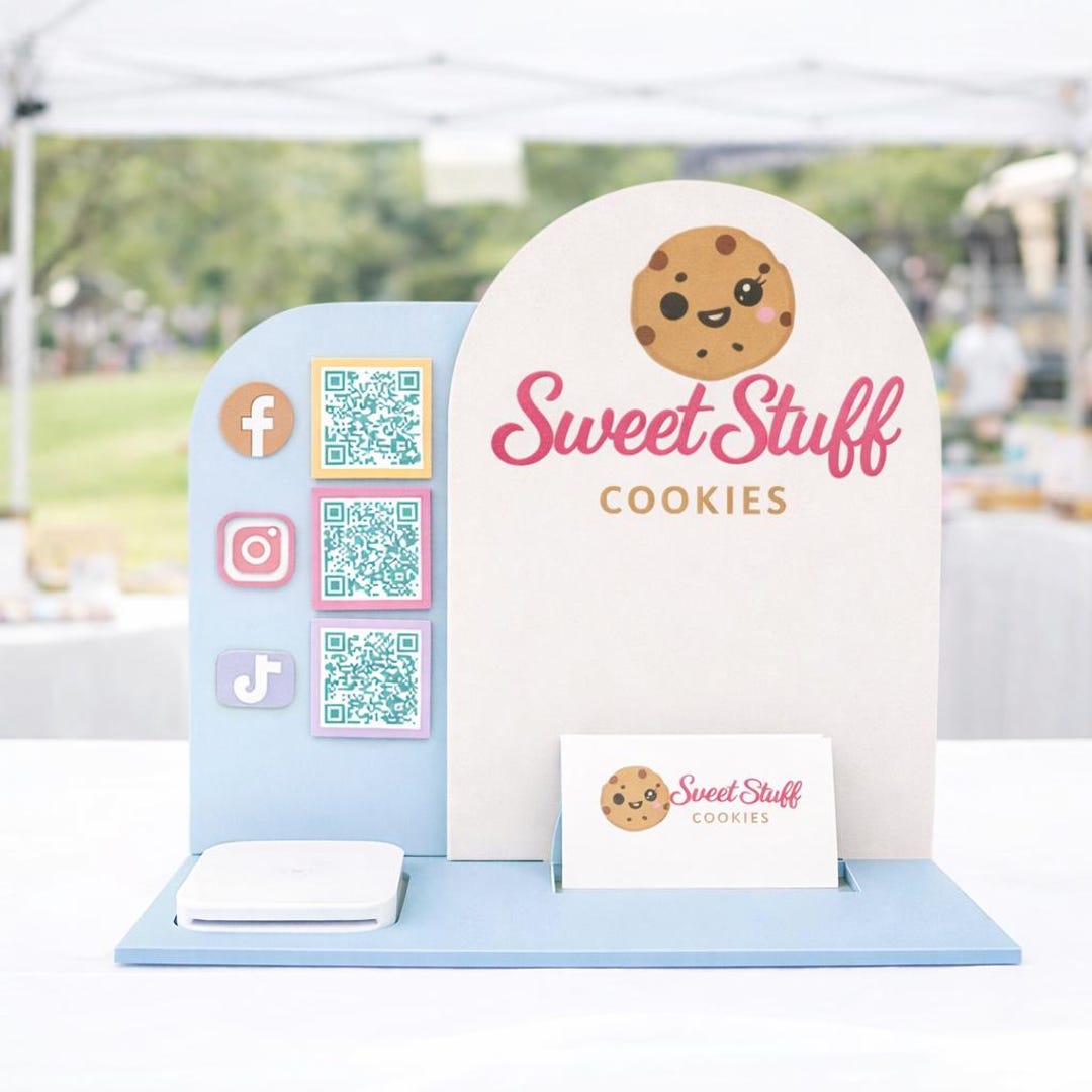 Vendor Display Stand With QR Codes | Market Booth Sign | Square Reader ...