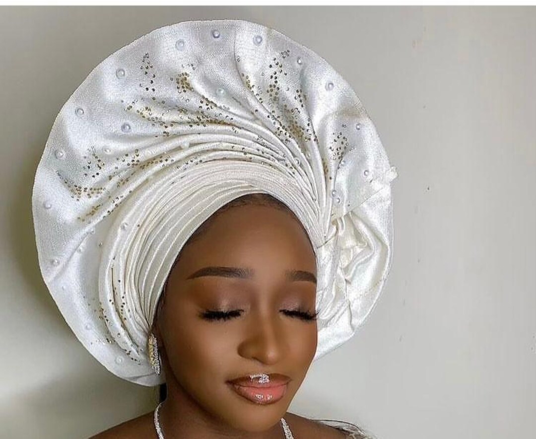Aso Oke Auto Gele, African Hat, Bridal Head Gear, Wedding Guest Head ...