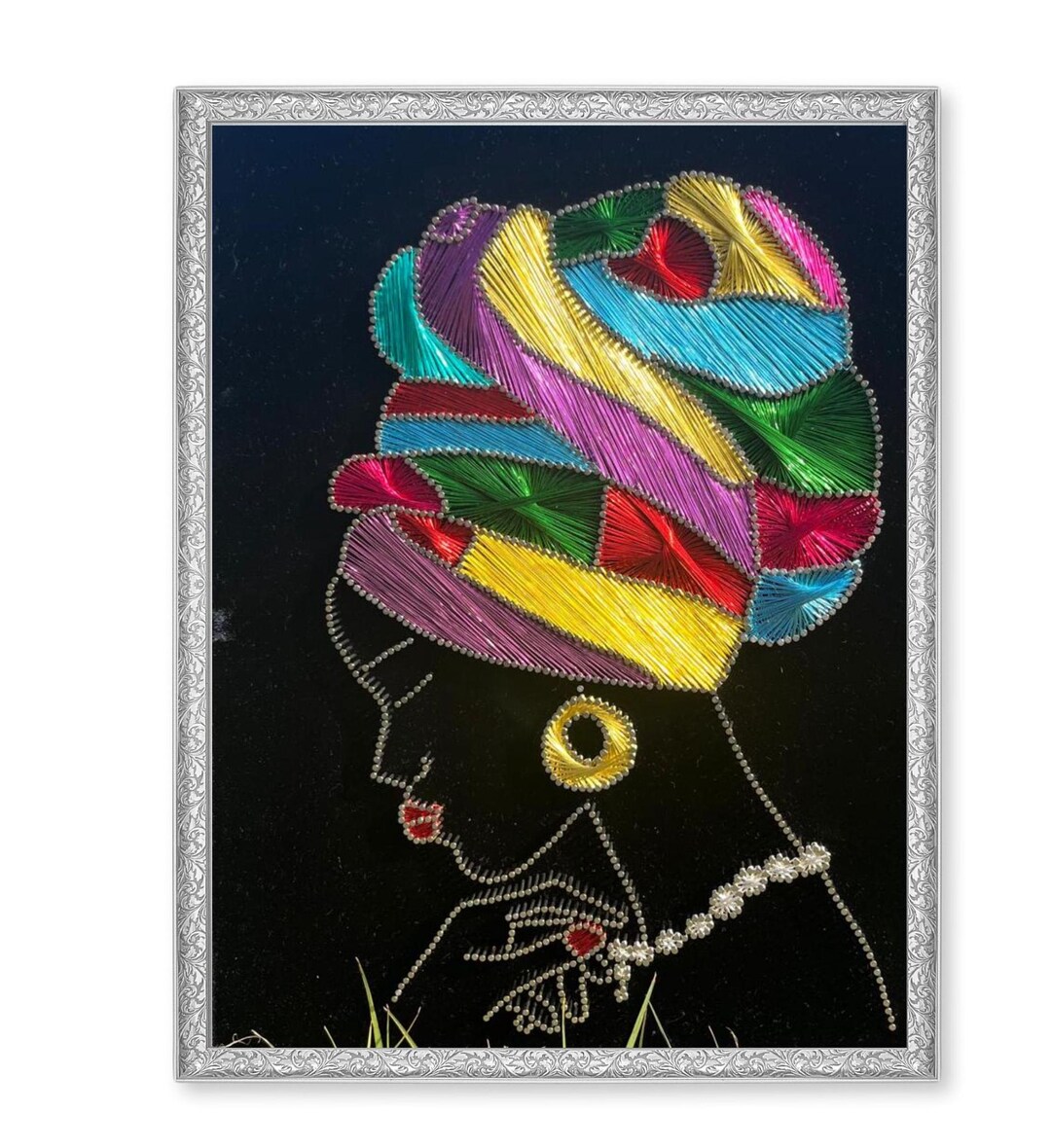 African Woman String Art, String Art Lady, Woman Silhouette String Art ...