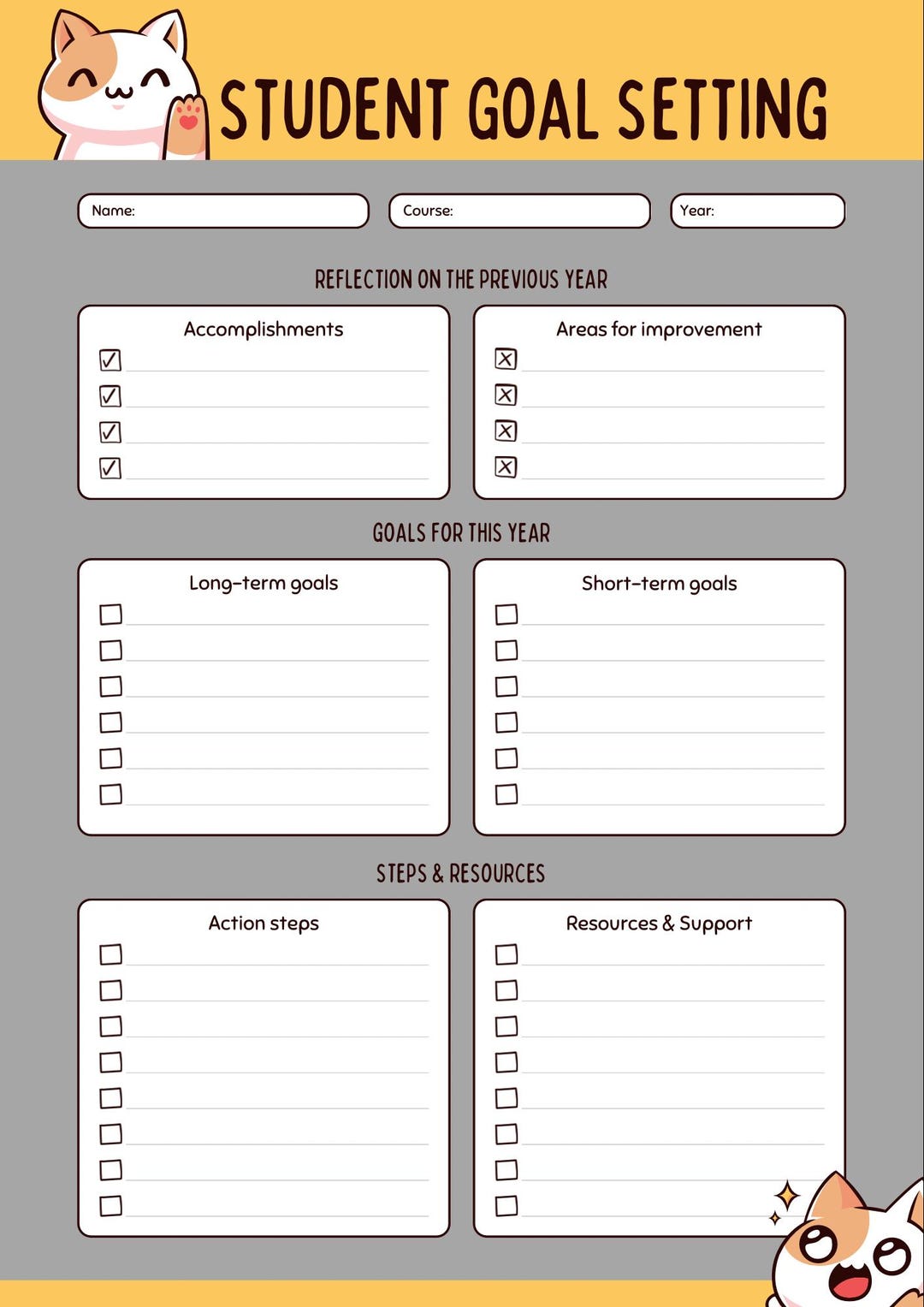 Student Goal Setting Planner Printables - Etsy