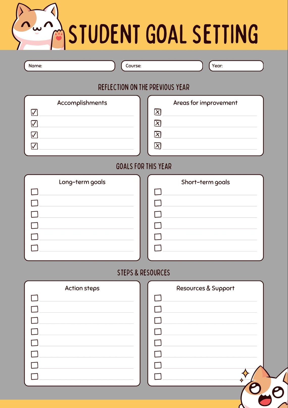 Student Goal Setting Planner Printables - Etsy