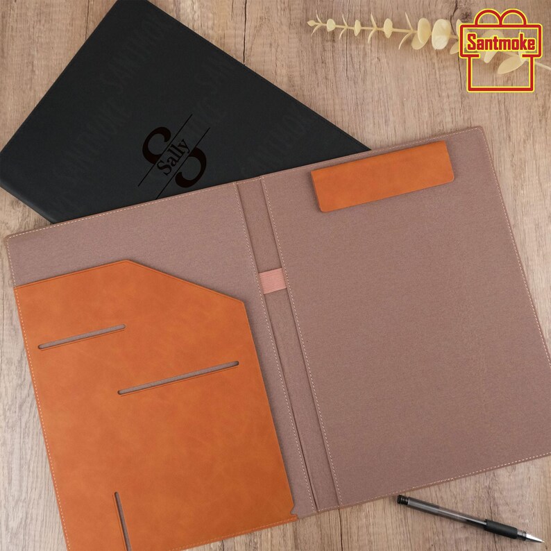 Personalized Leather Portfolio, Custom Portfolio With Name, Custom Logo ...