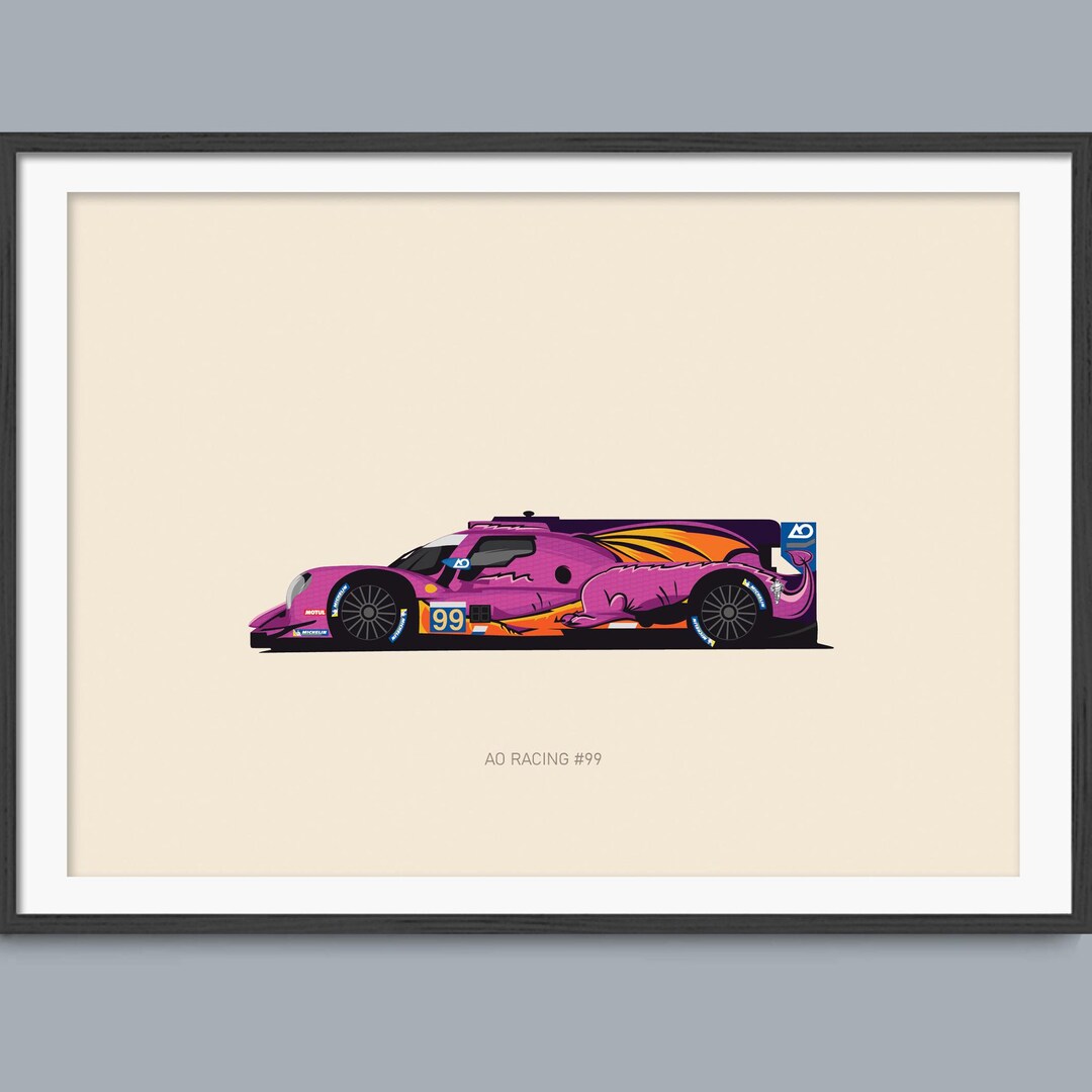 AO Racing Spike LMP2 Car Illustration Art Print: Kids Room Decor - Etsy