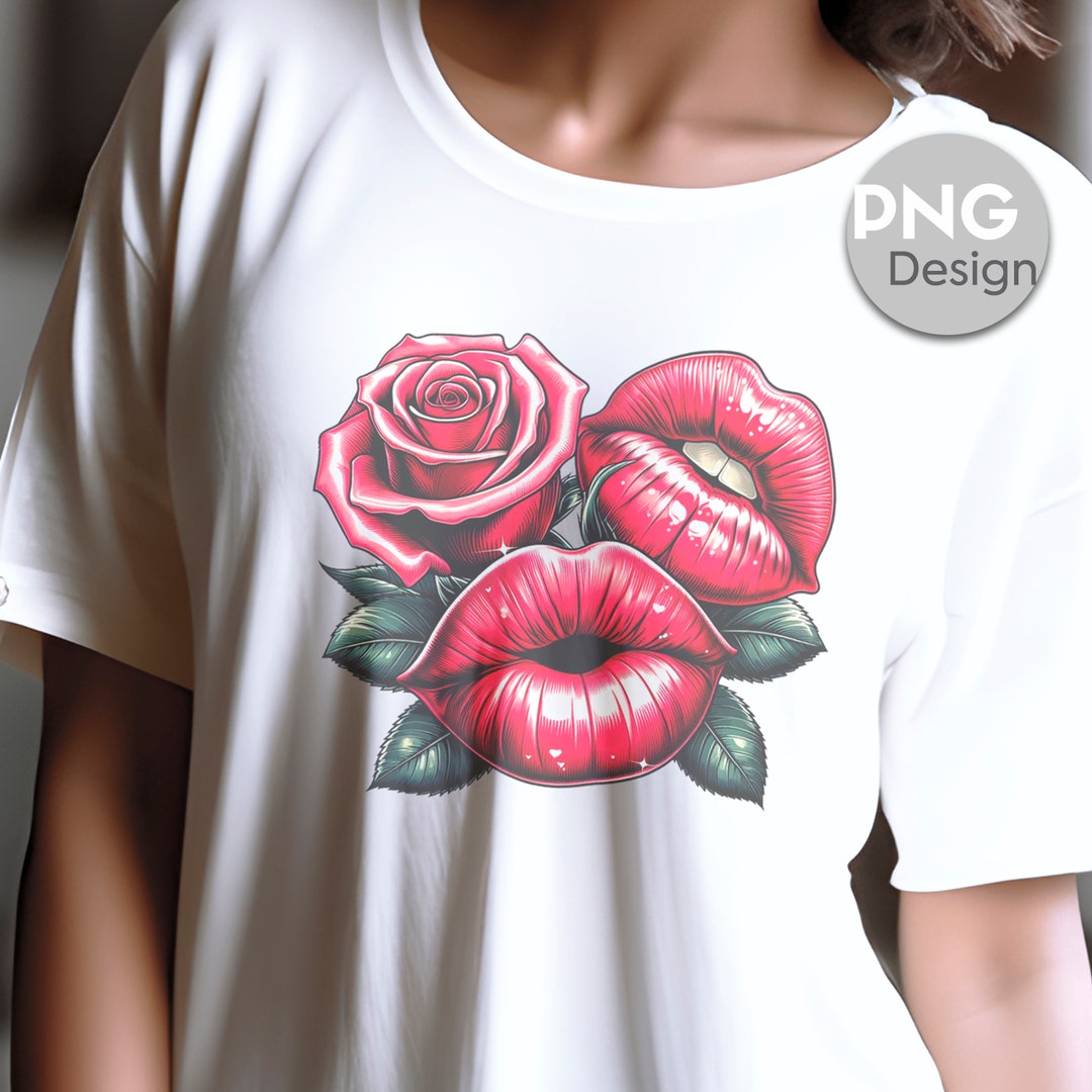 Kiss a Rose Print T-shirts PNG File, Valentine's Day Gift for Her ...
