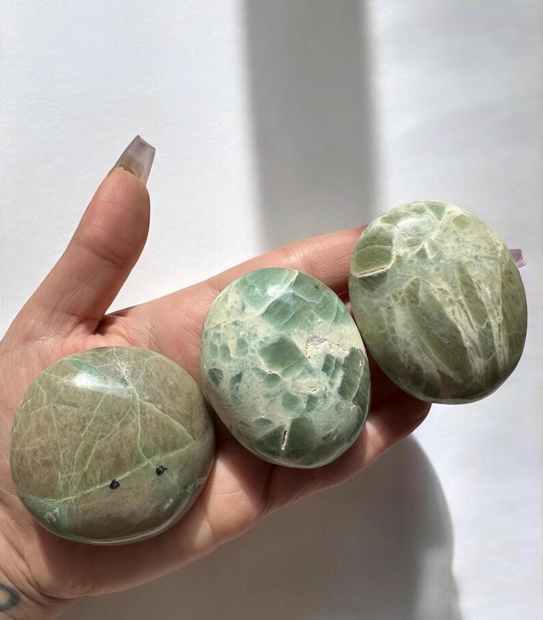 Green Moonstone Palmstone – Garnierite Crystal From Madagascar – Heart ...