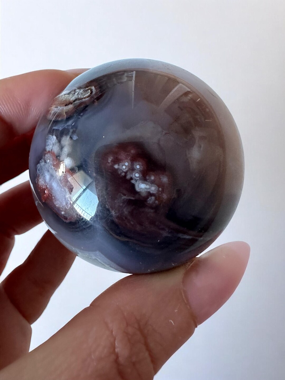 Blue Flower Agate Sphere 52mm– Purple Flower Agate Polished Crystal ...