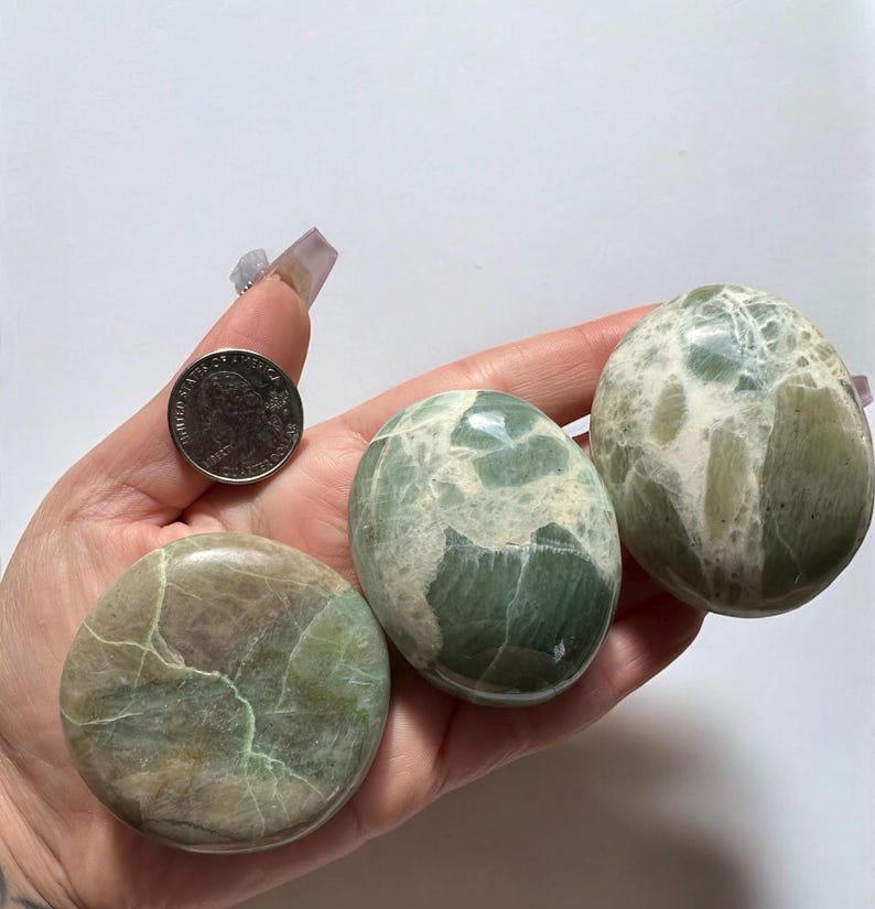 Green Moonstone Palmstone – Garnierite Crystal From Madagascar – Heart ...