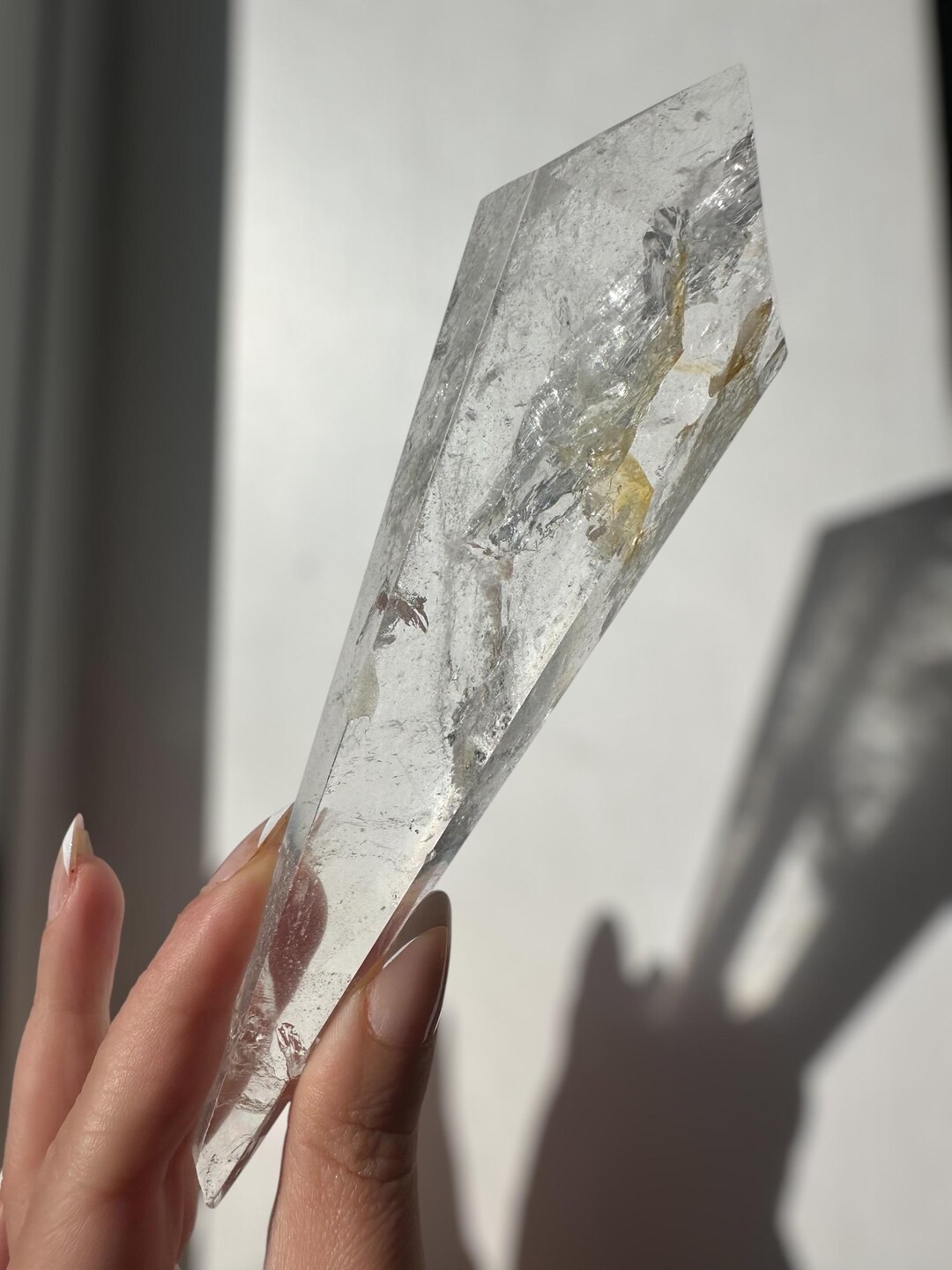 Clear Quartz Crystal Wand With Rainbow Polished Wand, Spiritual Energy ...