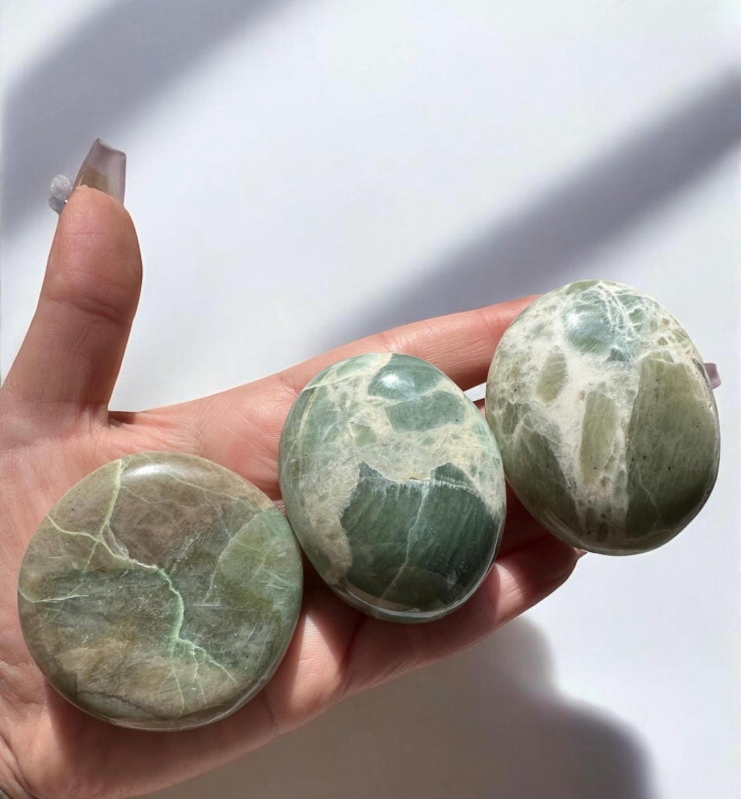 Green Moonstone Palmstone – Garnierite Crystal From Madagascar – Heart ...