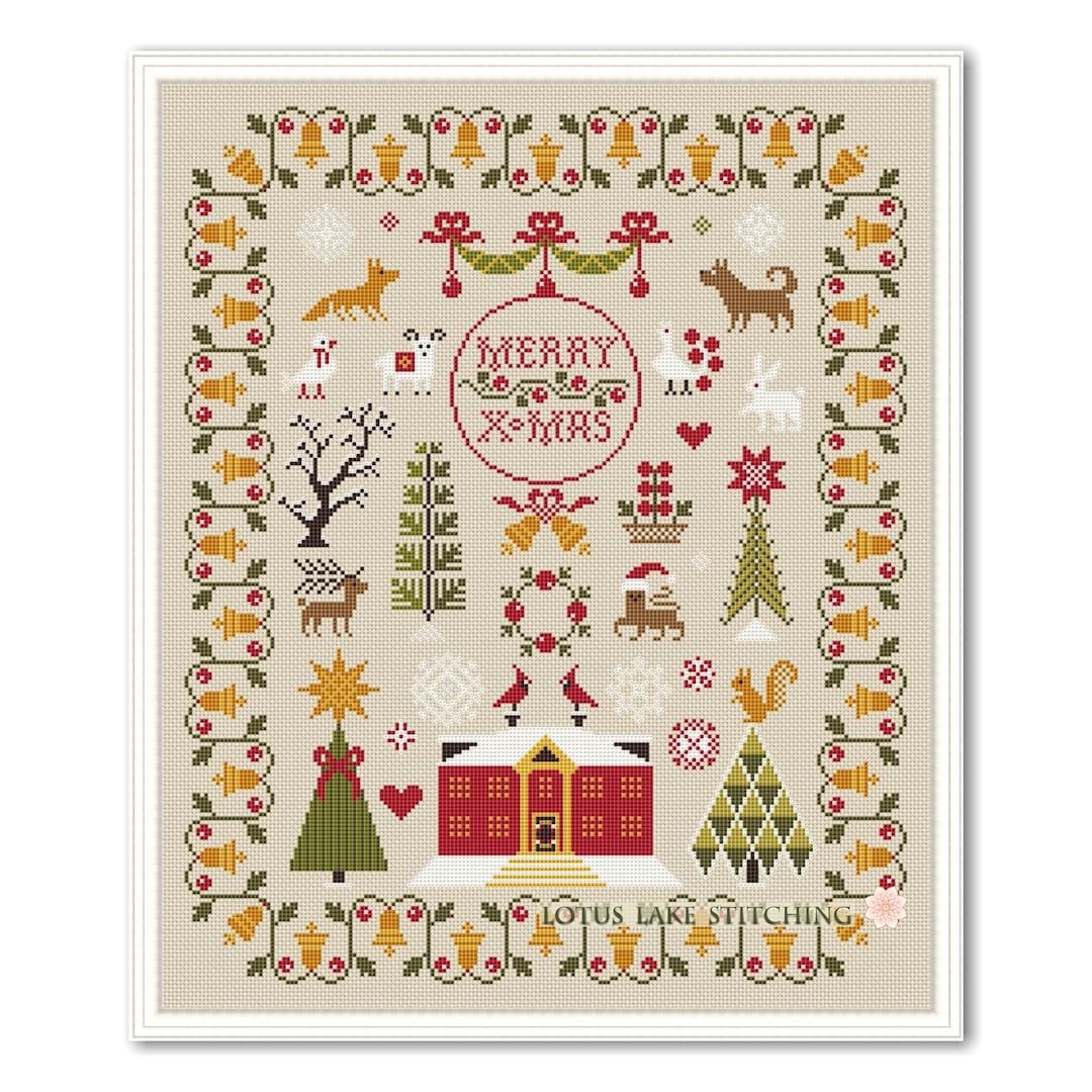 Cross Stitch Merry Christmas Sampler, Christmas Old Style Sampler Pdf ...
